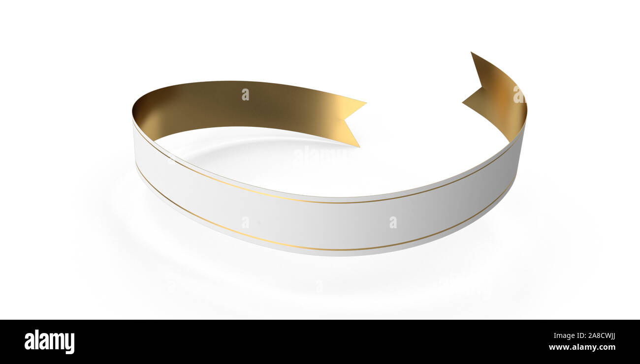 Realistic three dimensional ribbon banner against white background ...