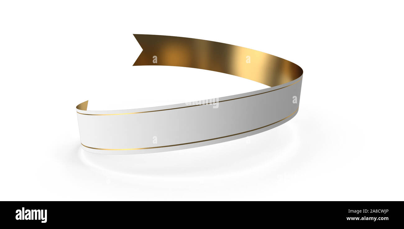 Realistic three dimensional ribbon banner against white background ...