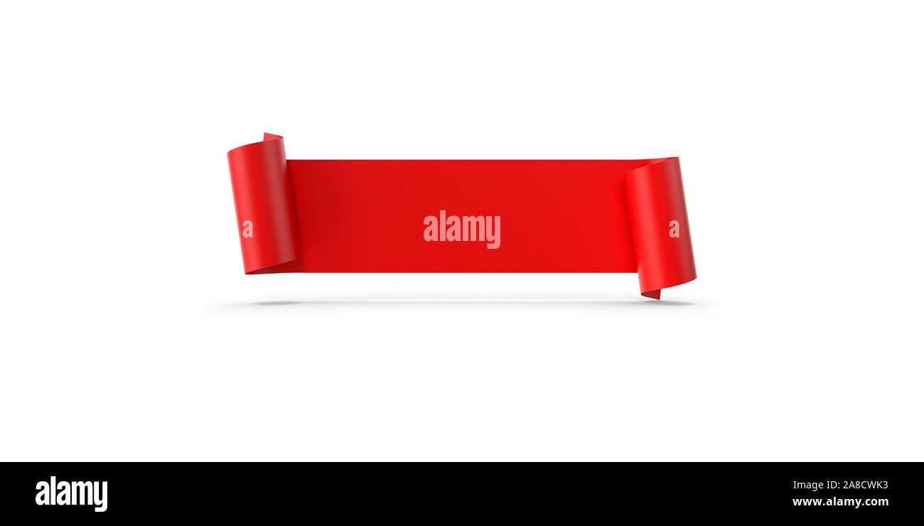 Realistic three dimensional ribbon banner against white background ...