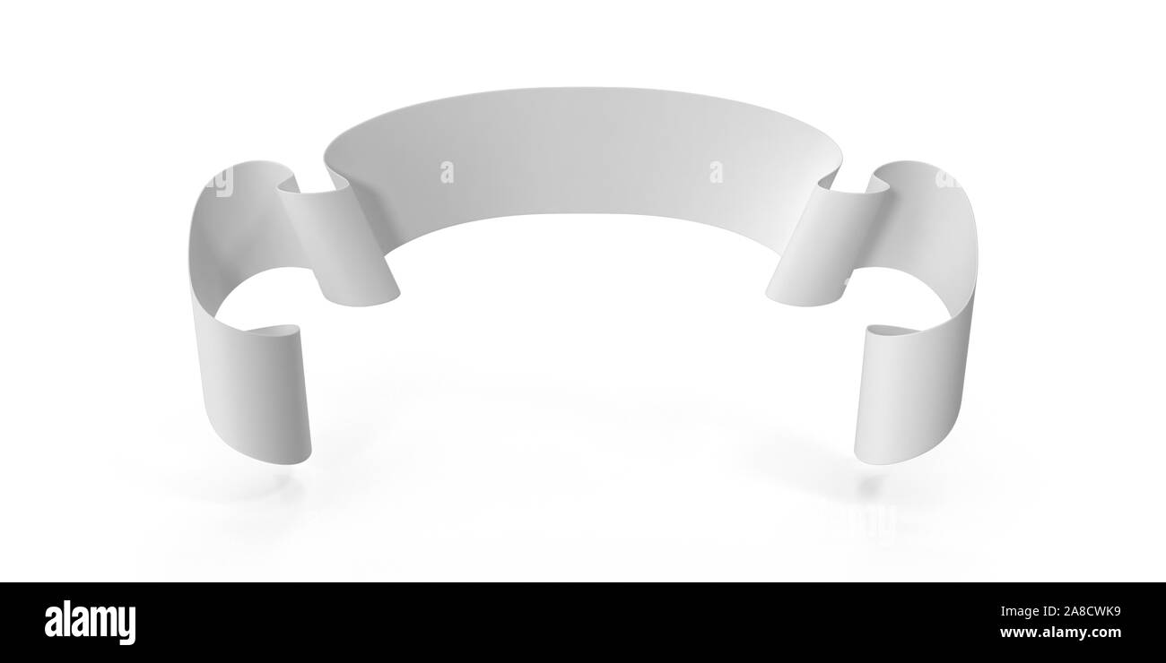 Realistic three dimensional ribbon banner against white background ...