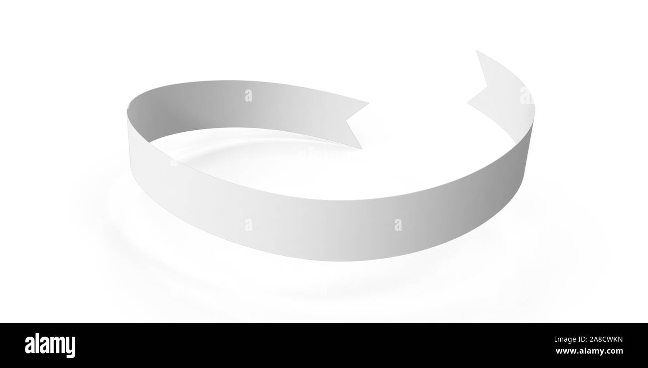 Realistic three dimensional ribbon banner against white background ...