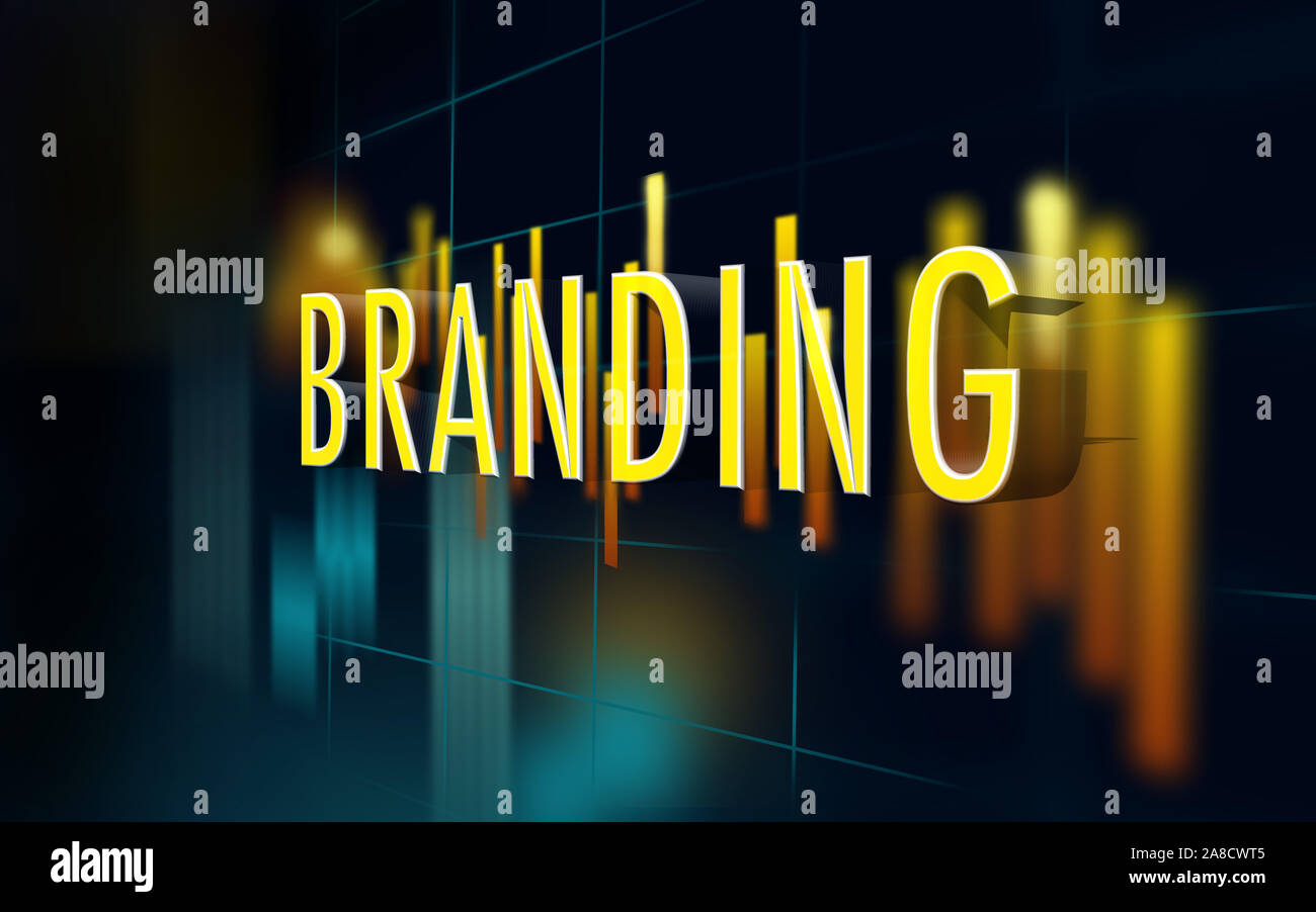 Branding text on a global stock exchange market scene with financal ...