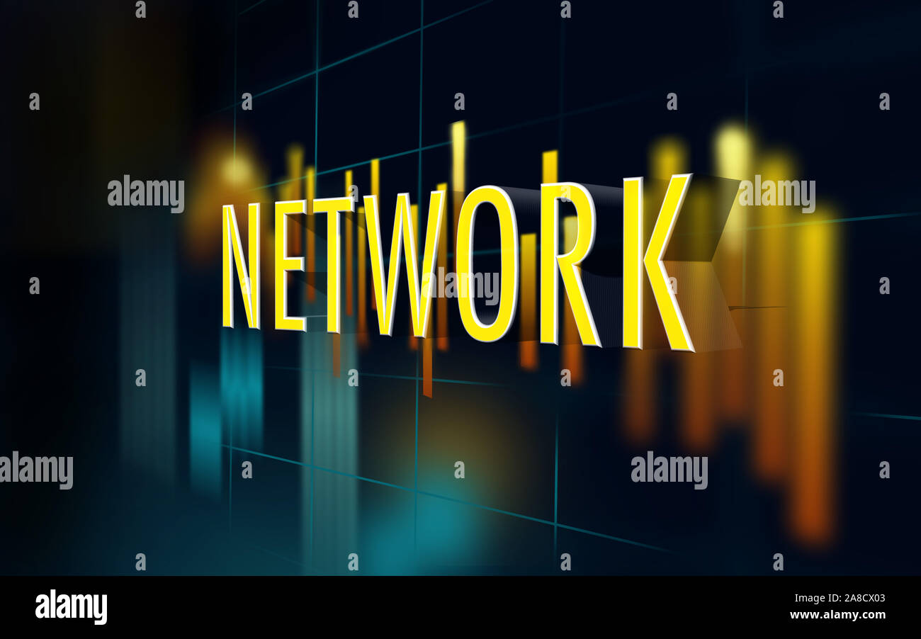 Network text on a global stock exchange market scene with financal ...