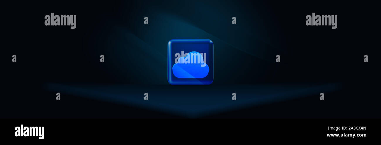 Cloud Computing symbol in a transparent shiny glass frame on a ...