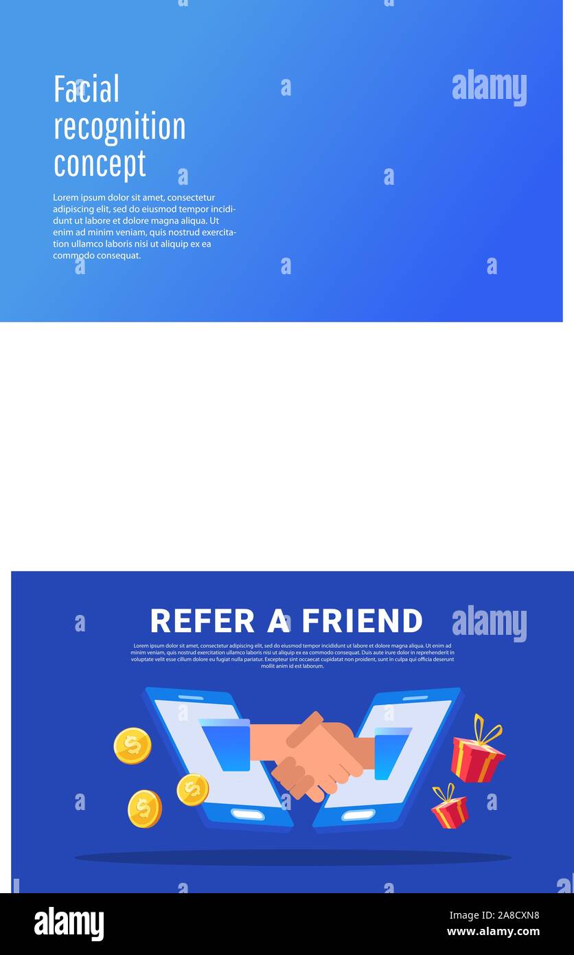 Refer a friend vector illustration. Referral program and social media ...