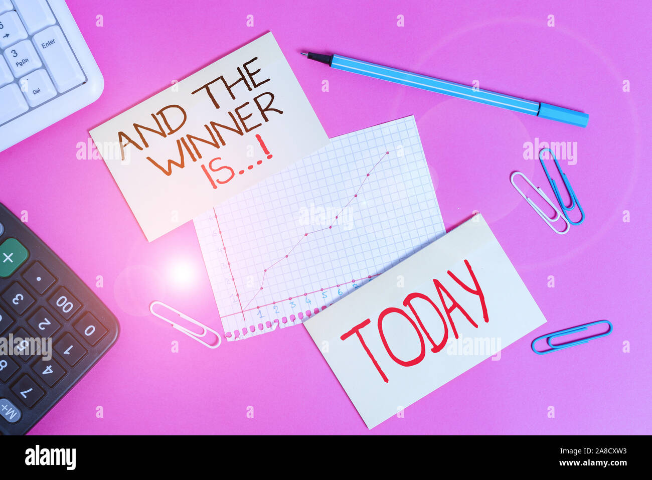 Conceptual hand writing showing And The Winner Is. Concept meaning ...