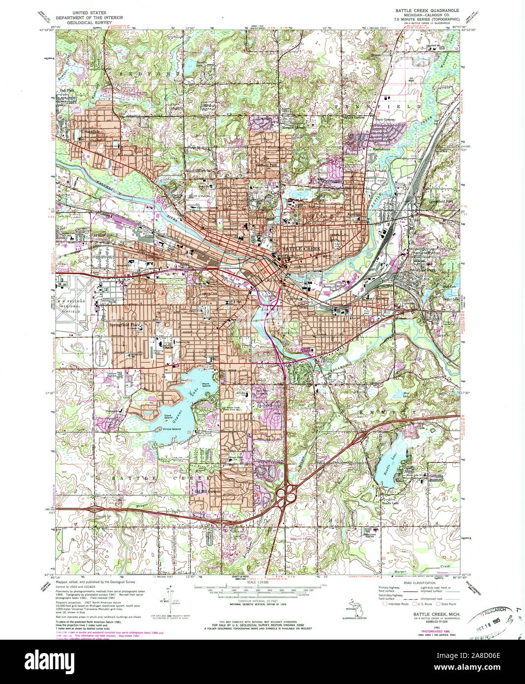 Battle creek michigan map hi-res stock photography and images - Alamy