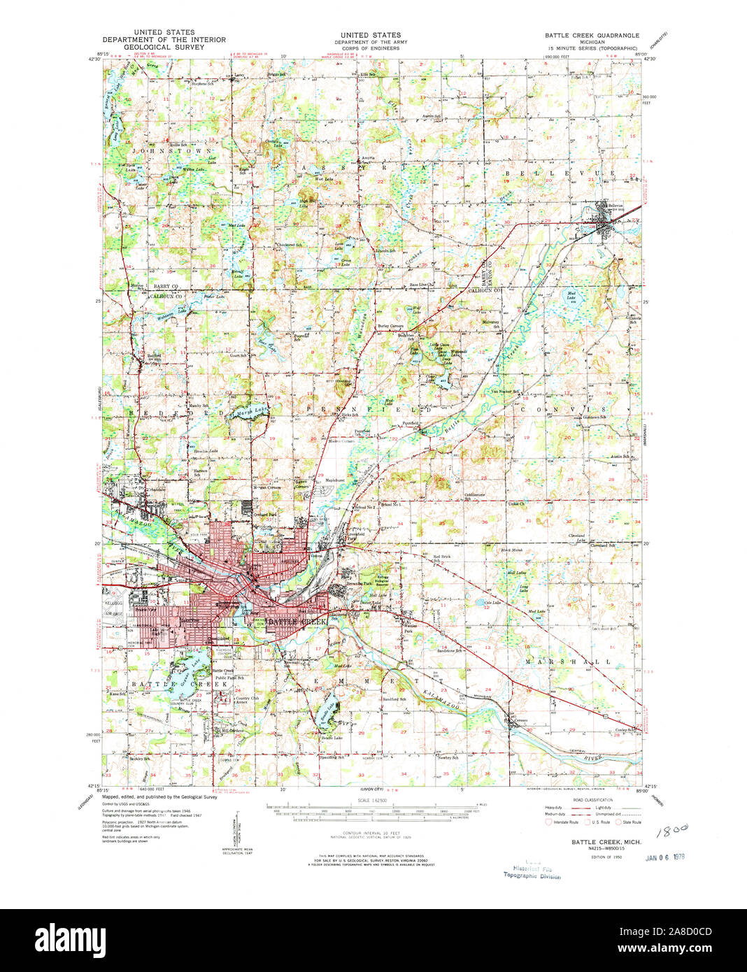 Battle creek michigan map hi-res stock photography and images - Alamy