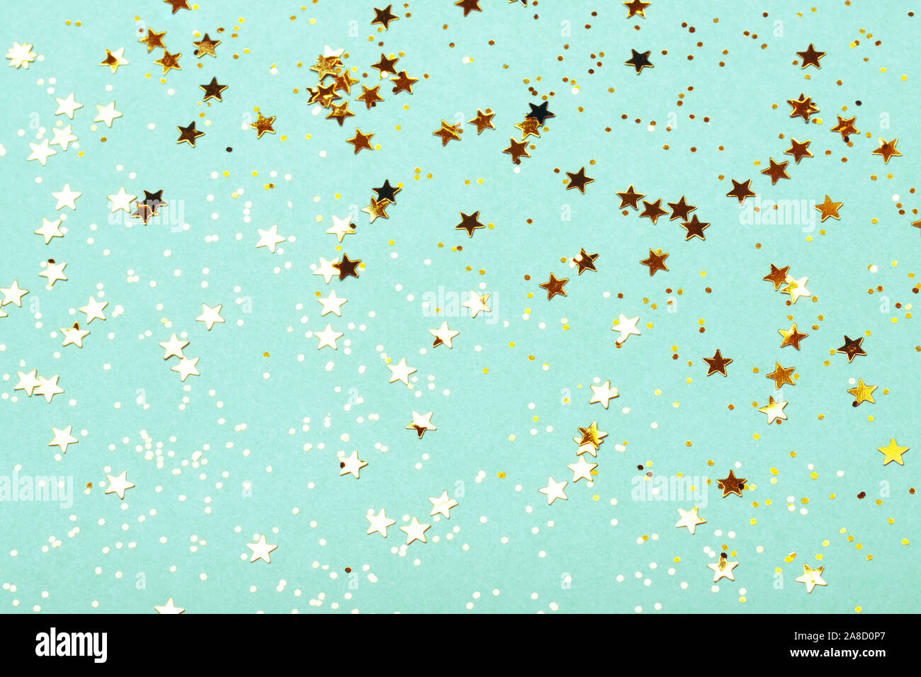 Trendy mint background with golden stars. The concept of celebrations ...