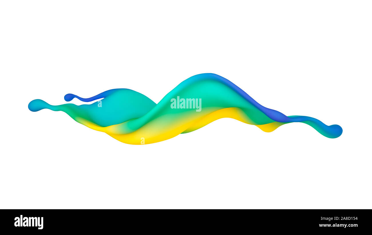 Beautiful multi-color splash of liquid . 3D illustration, 3D ...