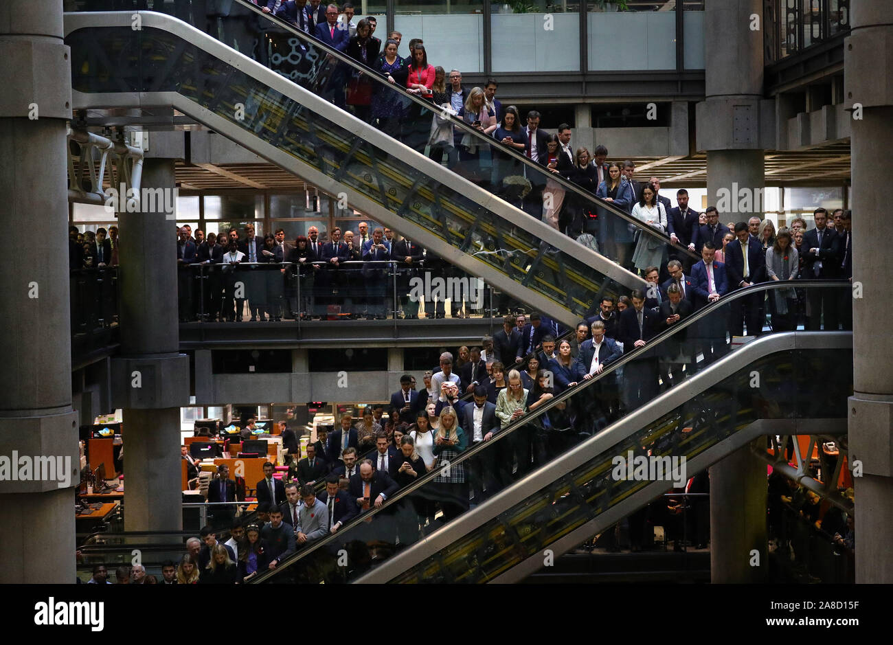 City workers at a Remembrance Day ceremony at Lloyd's of London in the ...