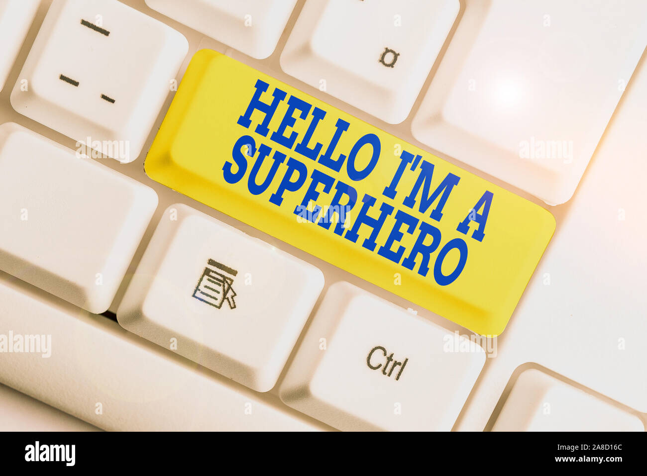Text sign showing Hello I M A Superhero. Business photo text Believing ...