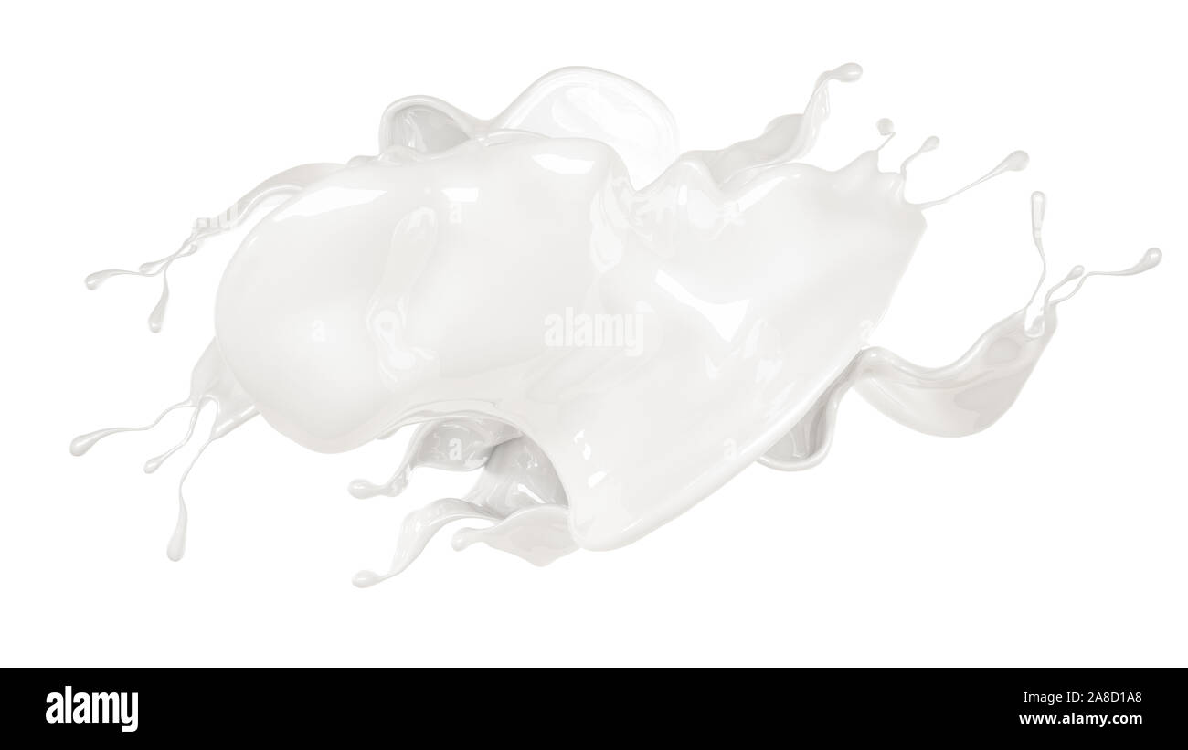 Splash of thick white liquid. 3d rendering, 3d illustration Stock Photo ...