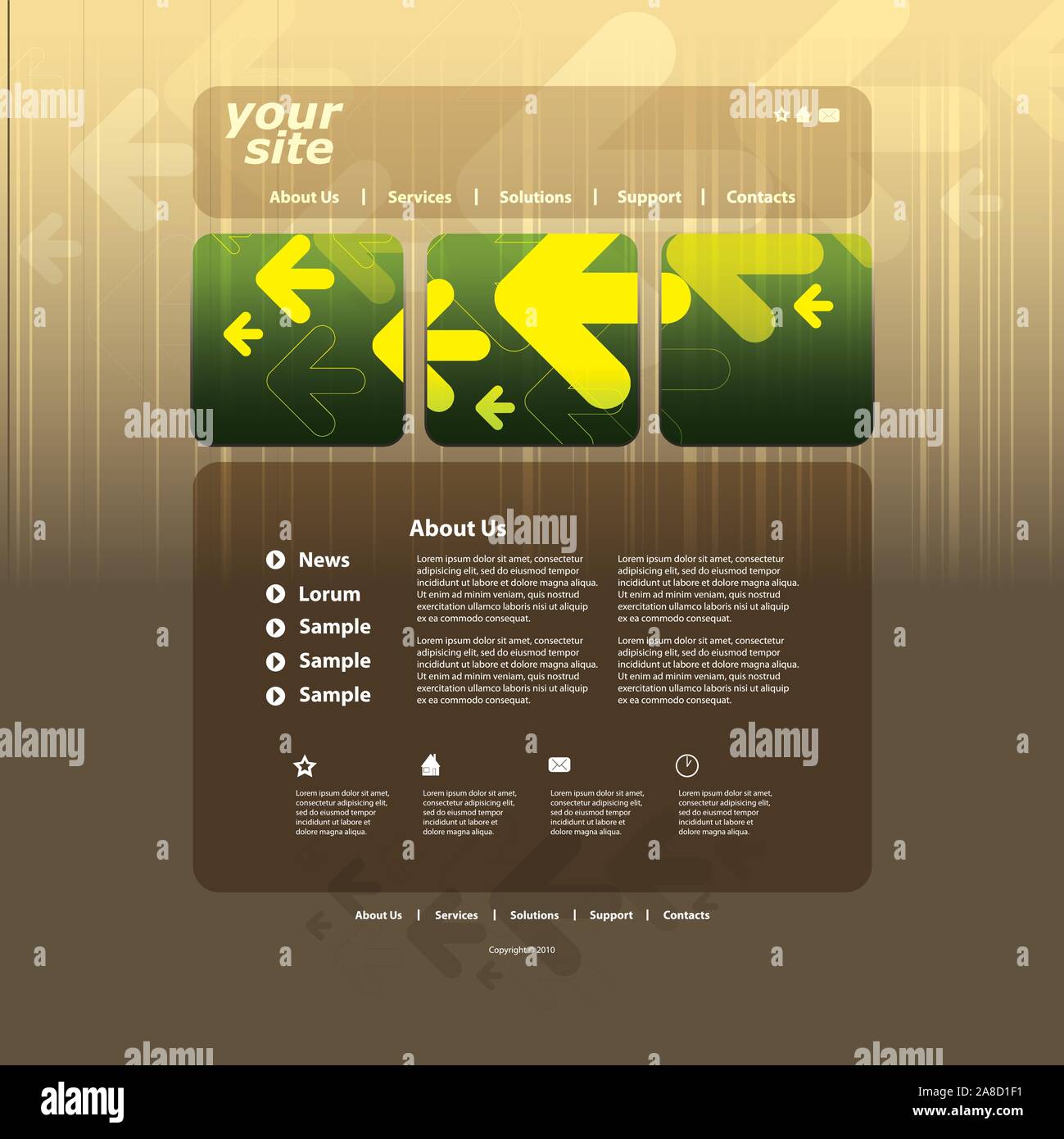 Brown Website Design Template with Arrows in Freely Scalable and ...