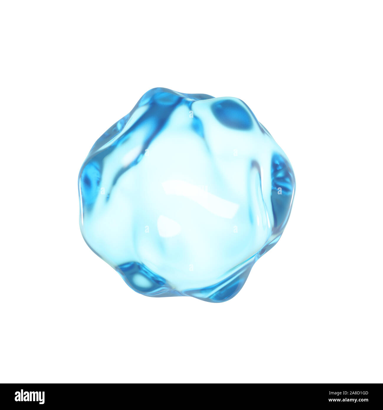 Isolated ice ball against white background, drop of water. 3d rendering ...