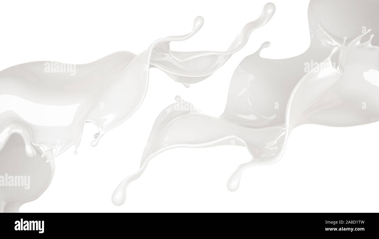 Splash of thick white liquid. 3d rendering, 3d illustration Stock Photo ...