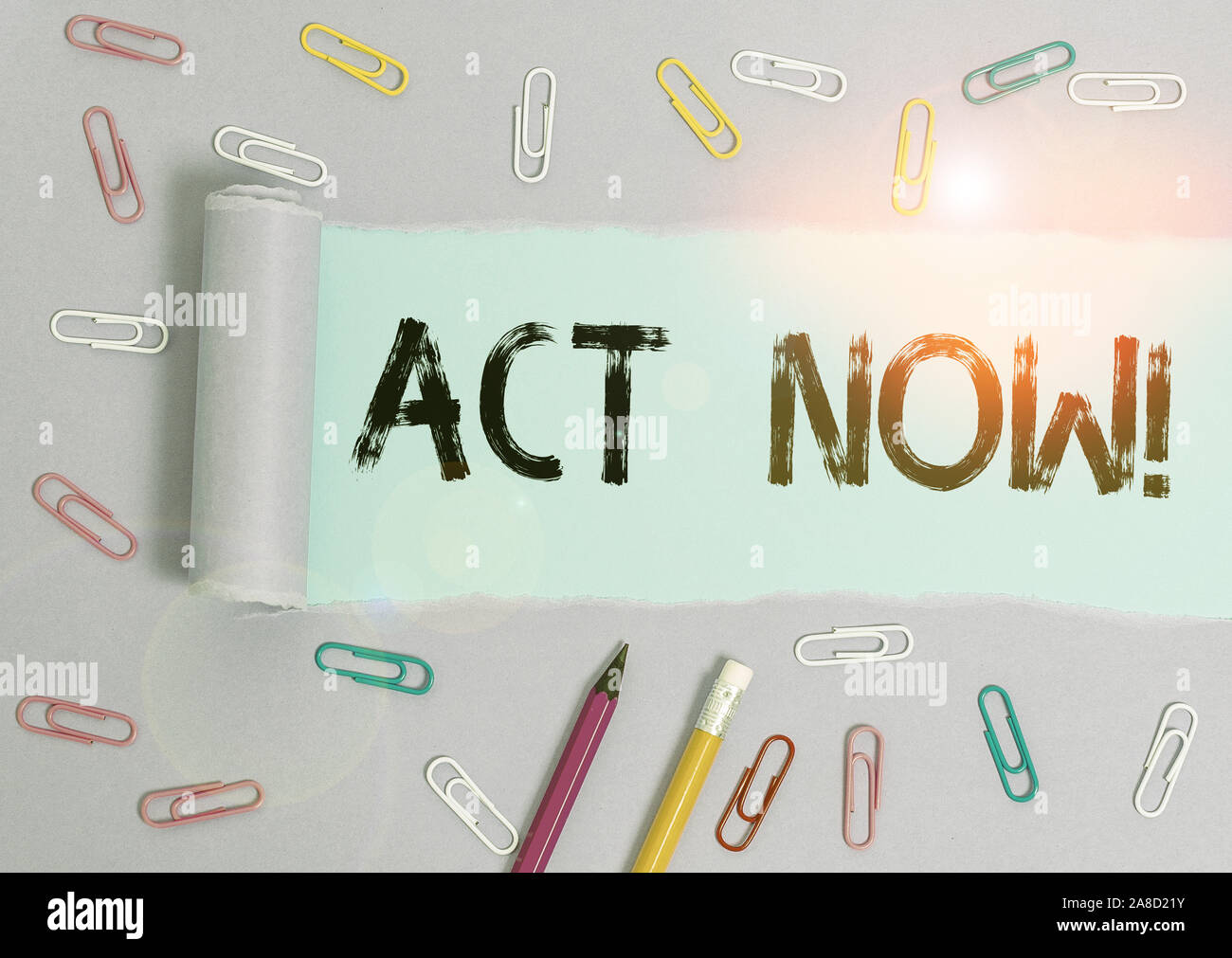 Writing note showing Act Now. Business concept for fulfil the function ...