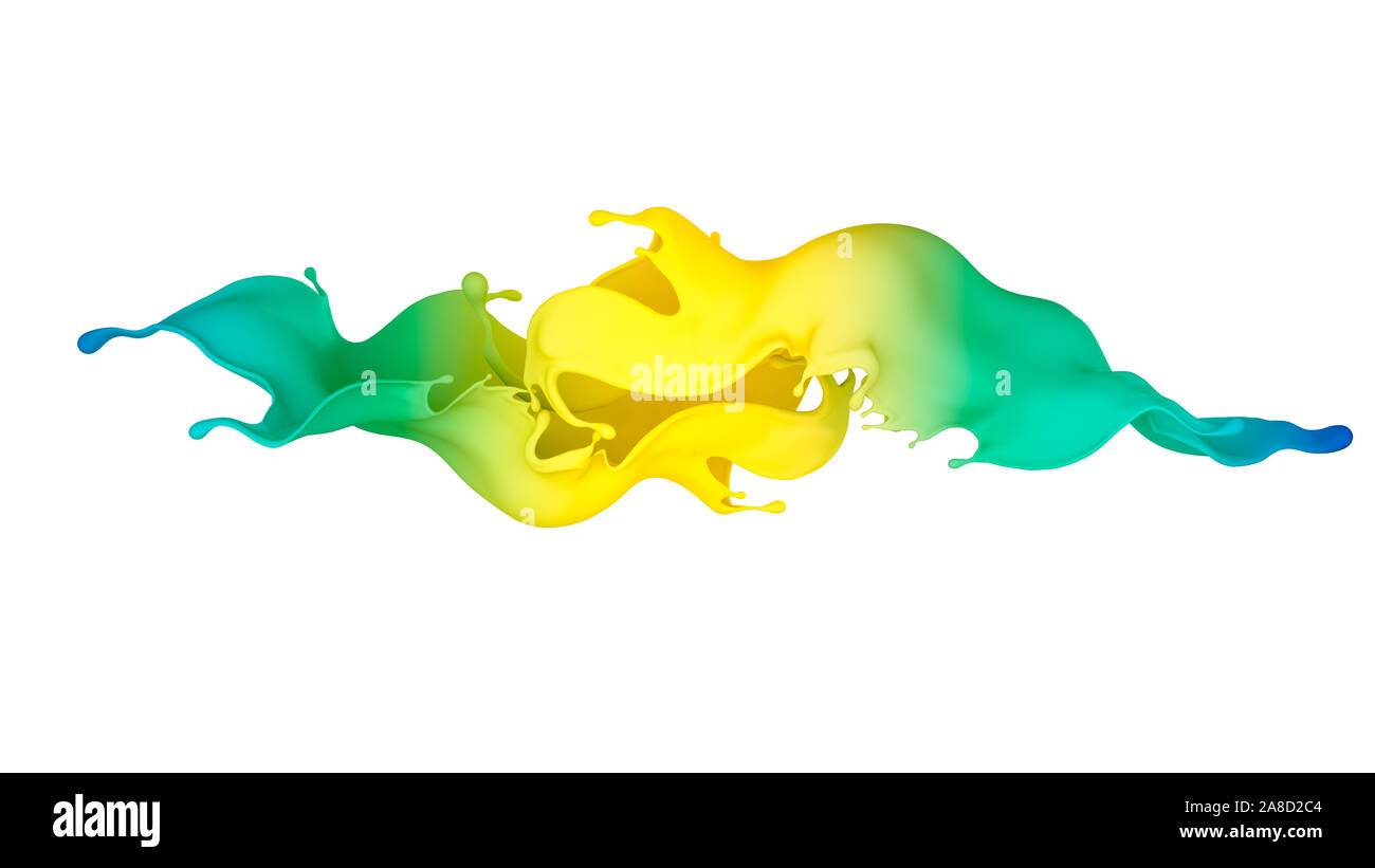 Beautiful multi-color splash of liquid . 3D illustration, 3D ...