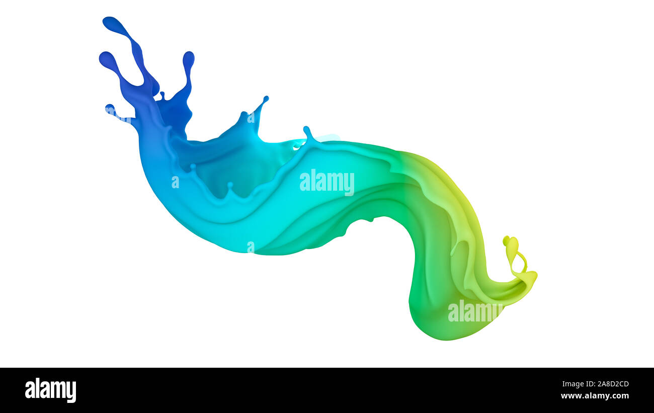 Beautiful multi-color splash of liquid . 3D illustration, 3D ...