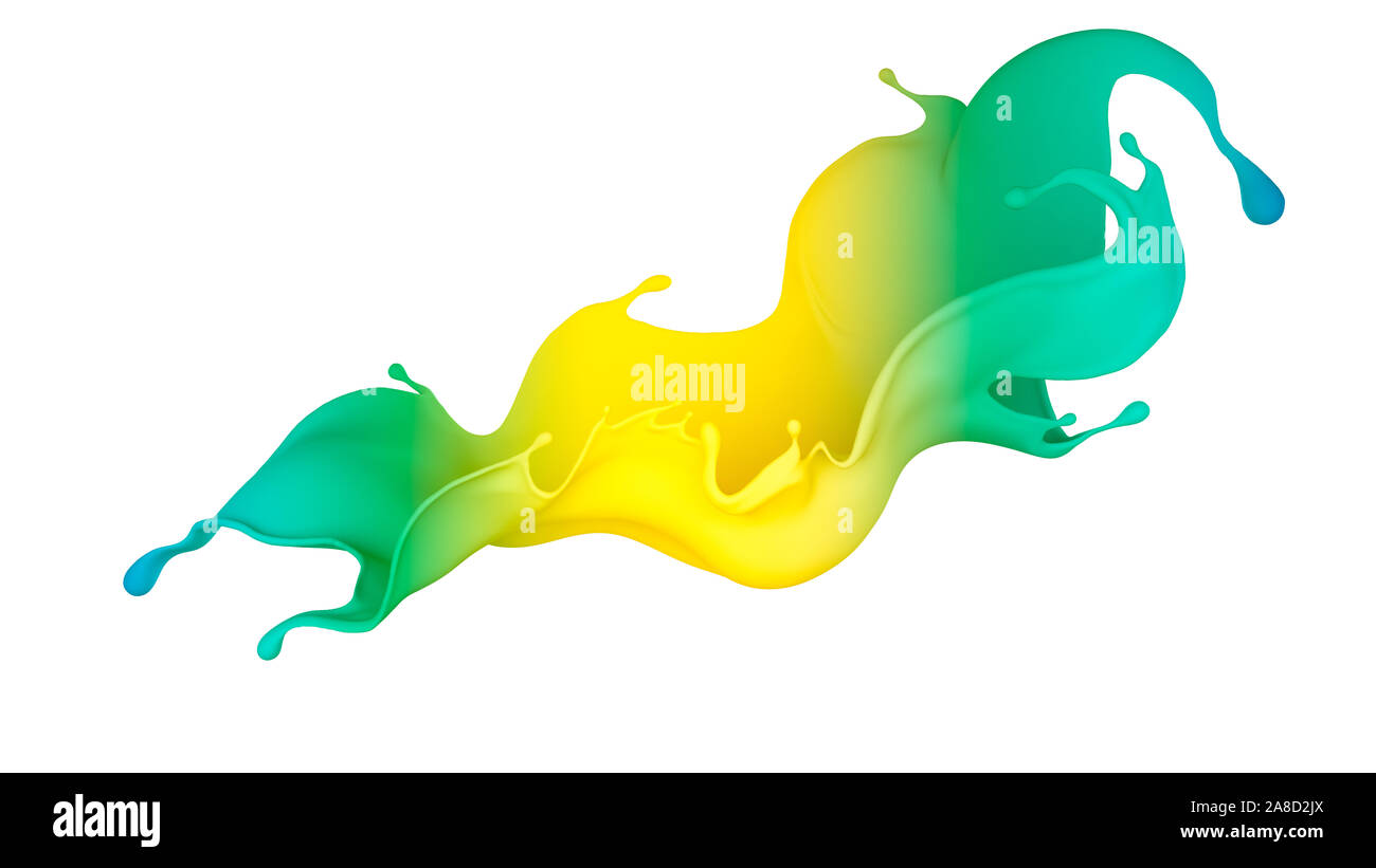 Beautiful multi-color splash of liquid . 3D illustration, 3D ...