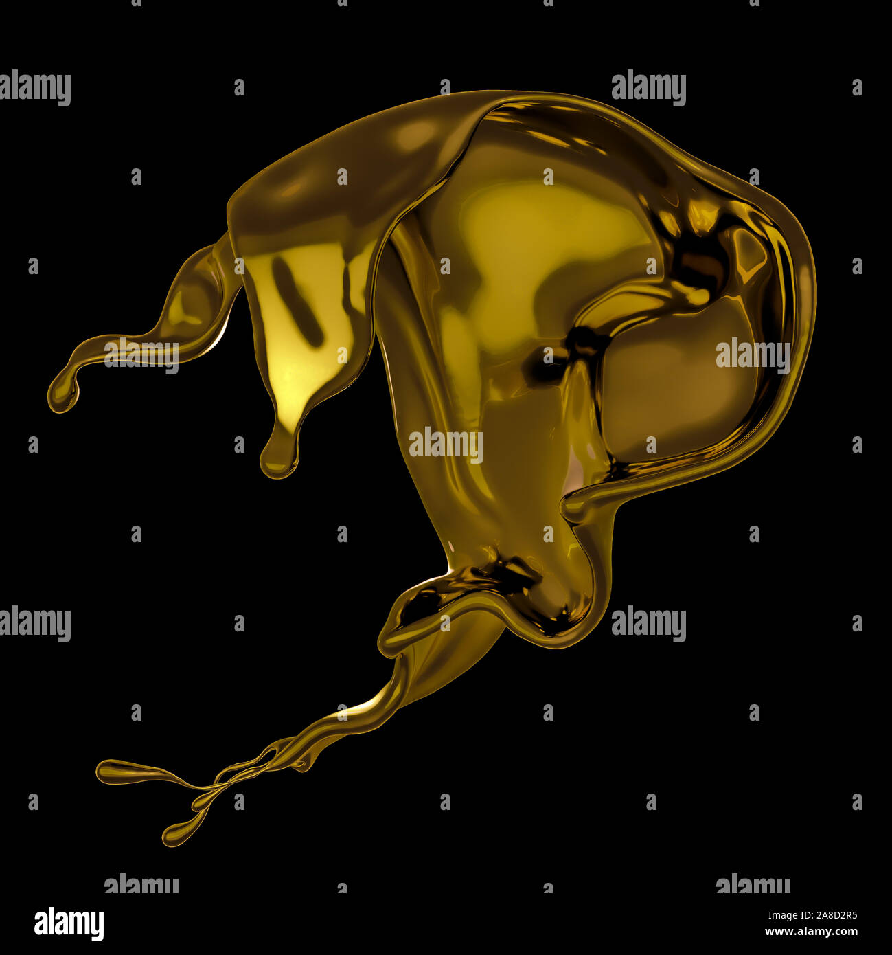 A splash of thick, golden liquid. 3d rendering, 3d illustration Stock ...