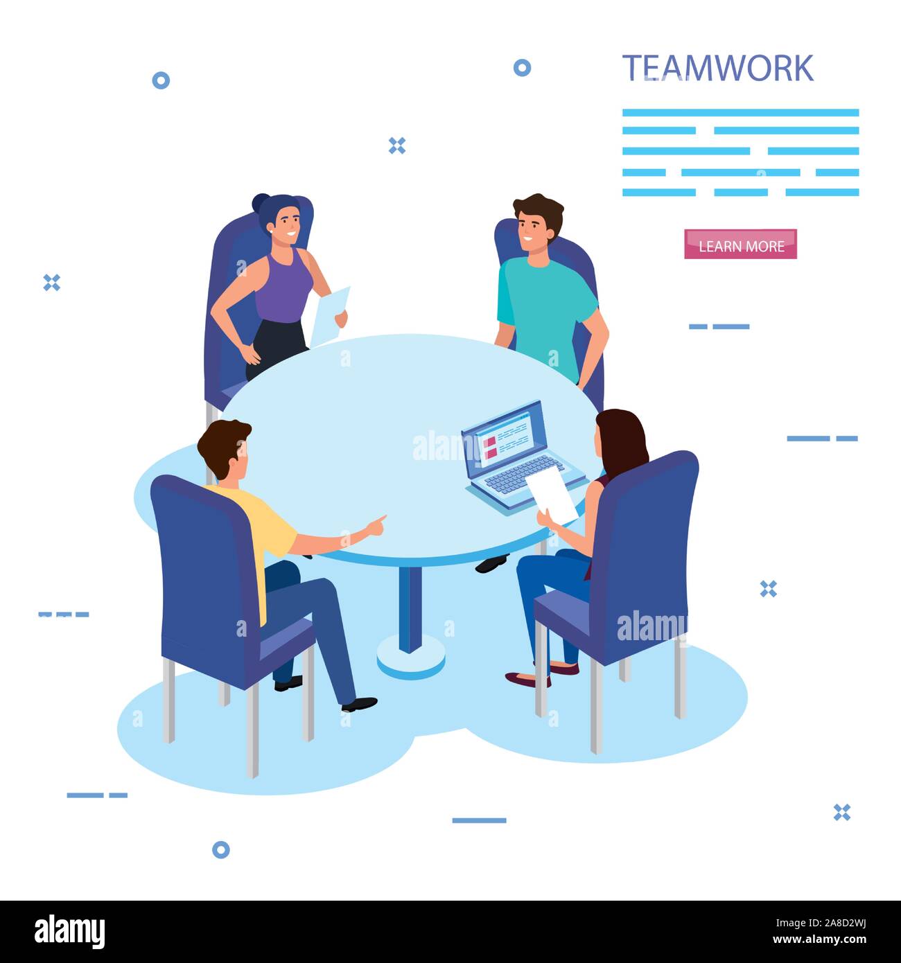 work team group in meeting avatar characters Stock Vector Image & Art ...