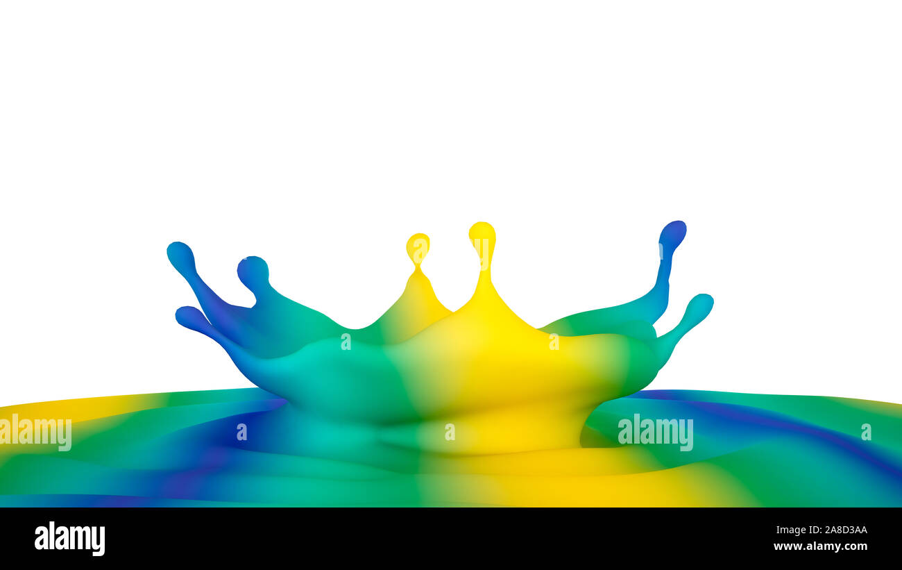 Beautiful multi-color splash of liquid . 3D illustration, 3D ...
