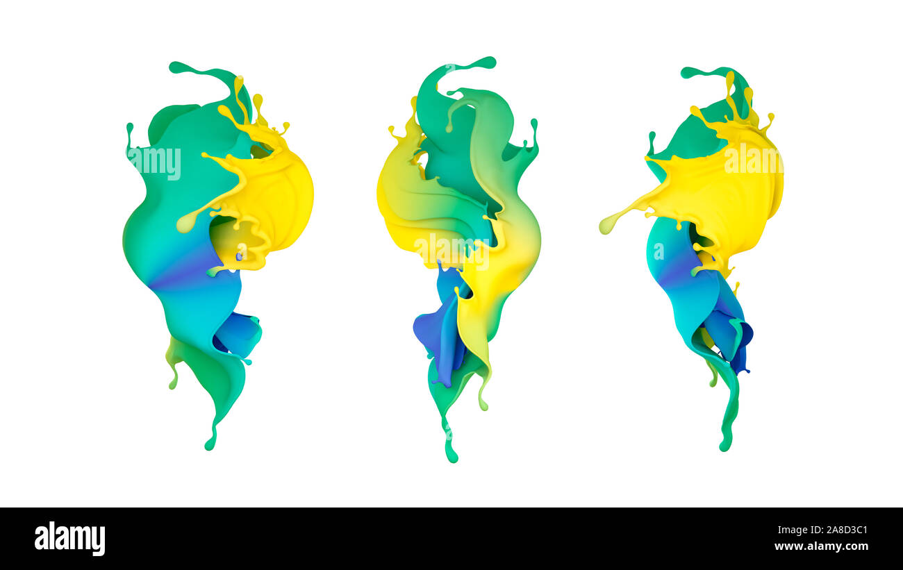 Beautiful multi-color splash of liquid . 3D illustration, 3D ...