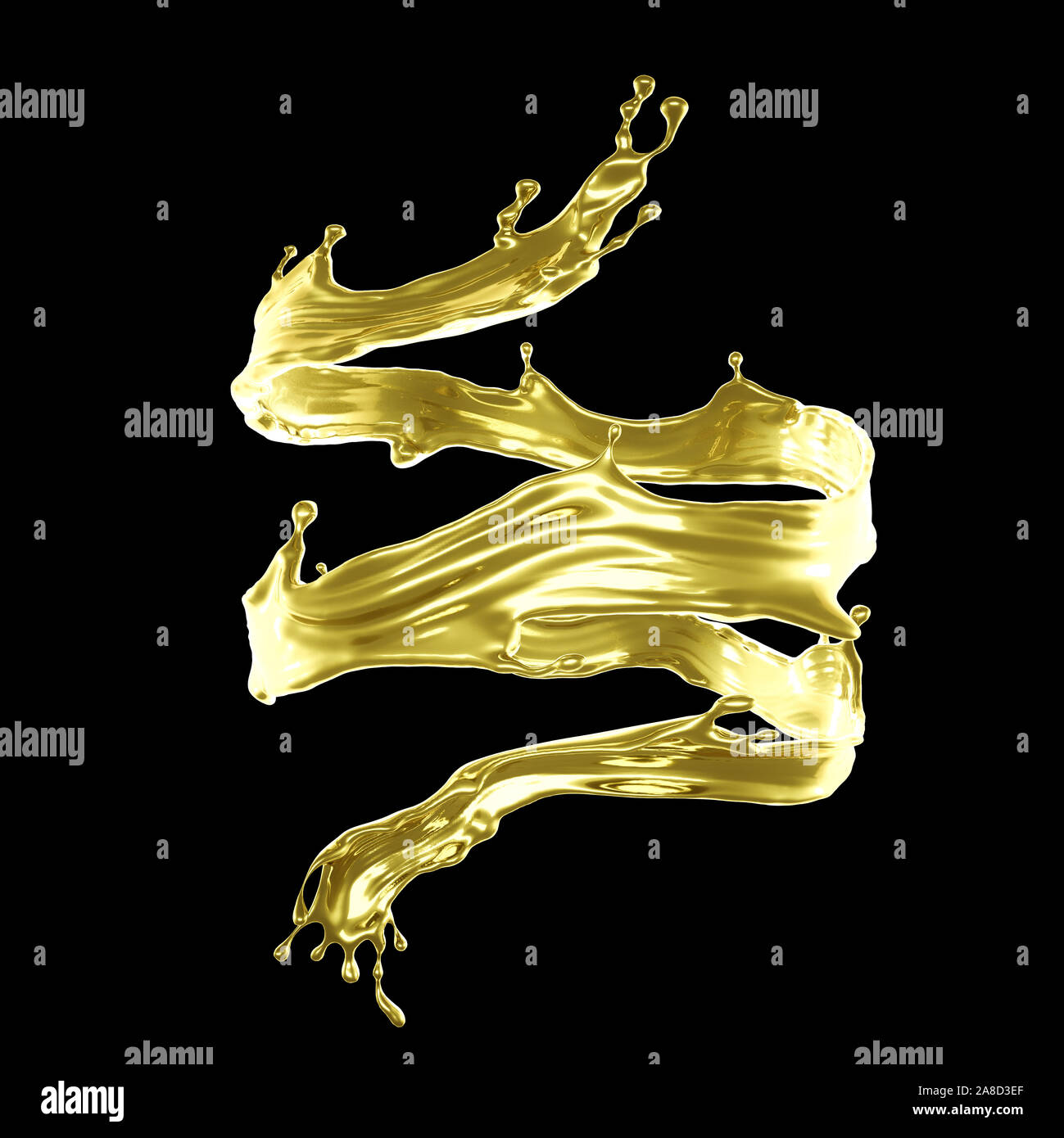A splash of thick, golden liquid. 3d rendering, 3d illustration Stock ...