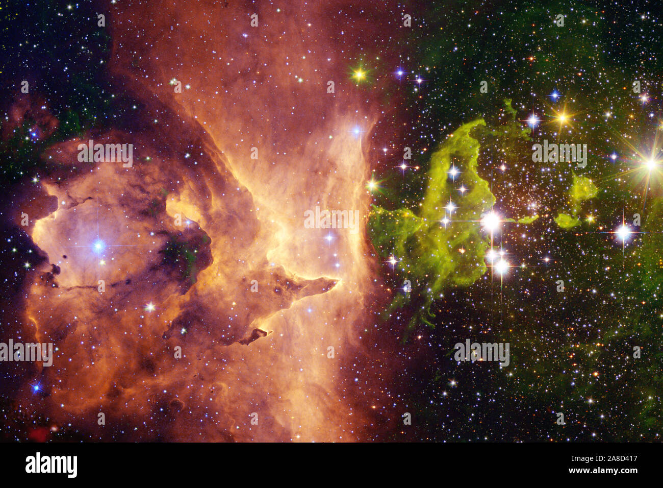 Nebulae and stars in outer space, glowing mysterious universe. Elements ...