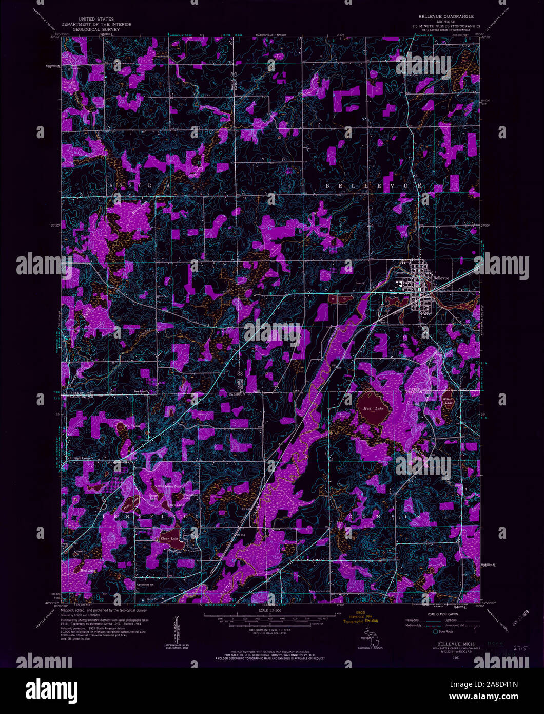 Bellevue Michigan Map High Resolution Stock Photography and Images - Alamy