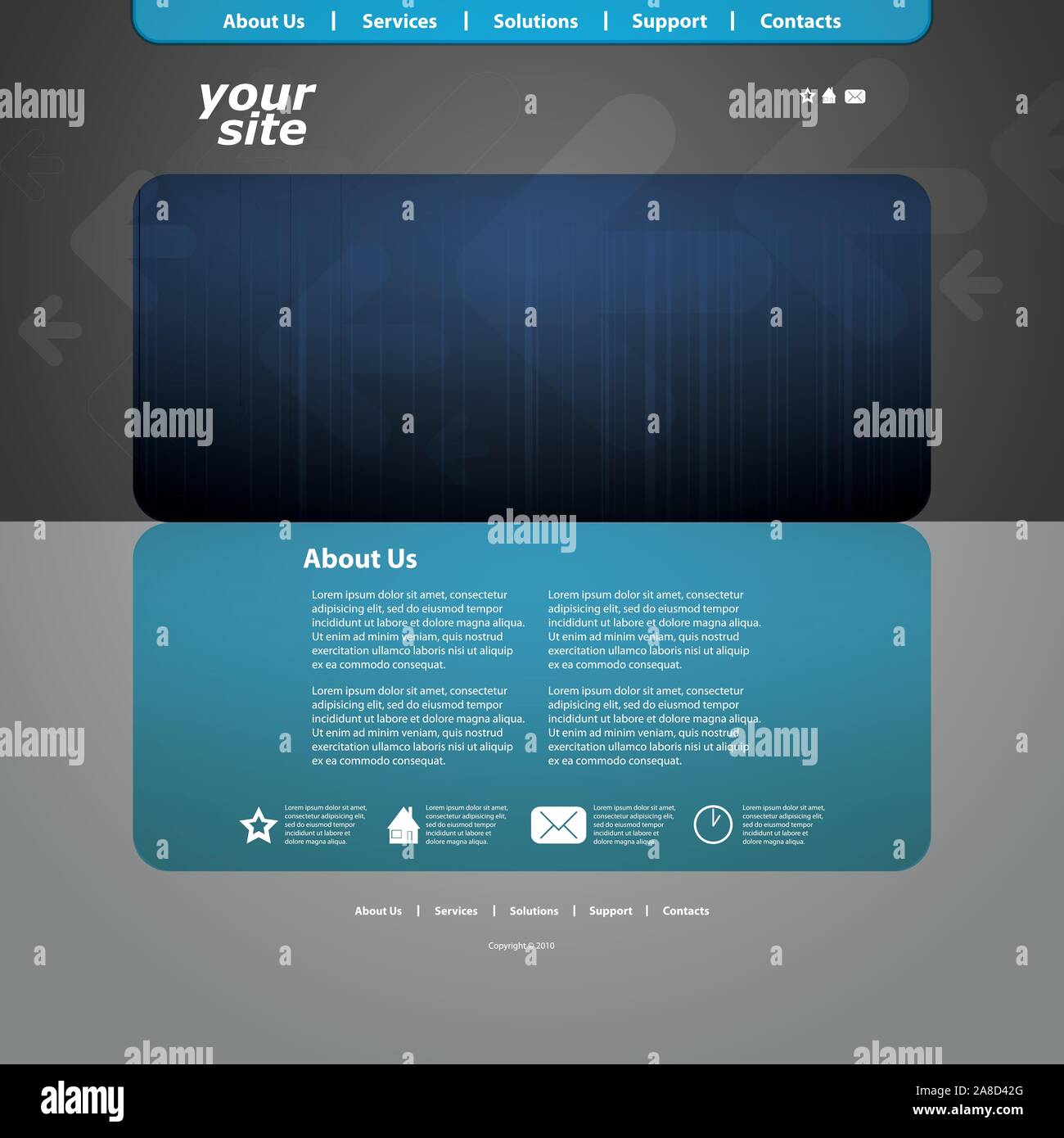 Blue Website Design Template with Arrows in Freely Scalable and ...
