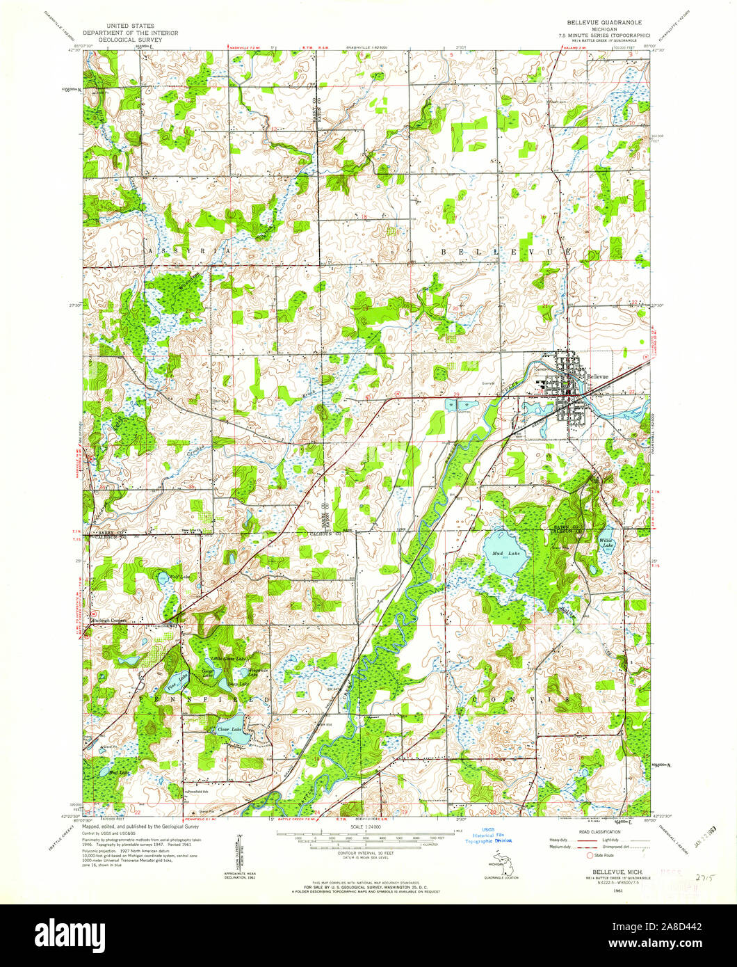 Bellevue Michigan Map High Resolution Stock Photography and Images - Alamy