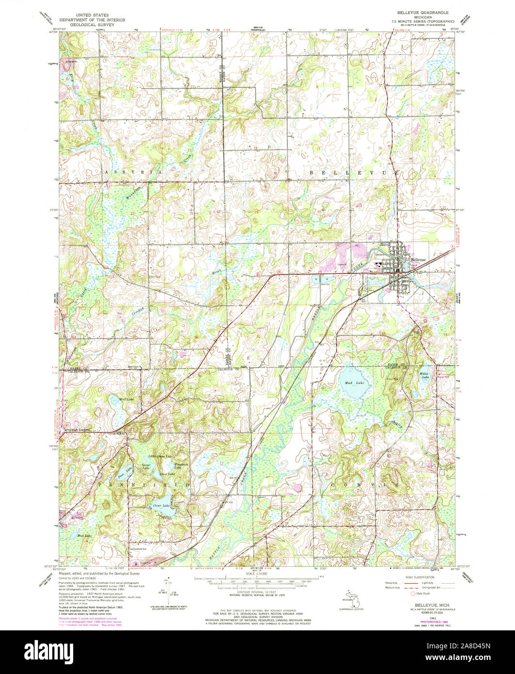 Bellevue michigan map hi-res stock photography and images - Alamy