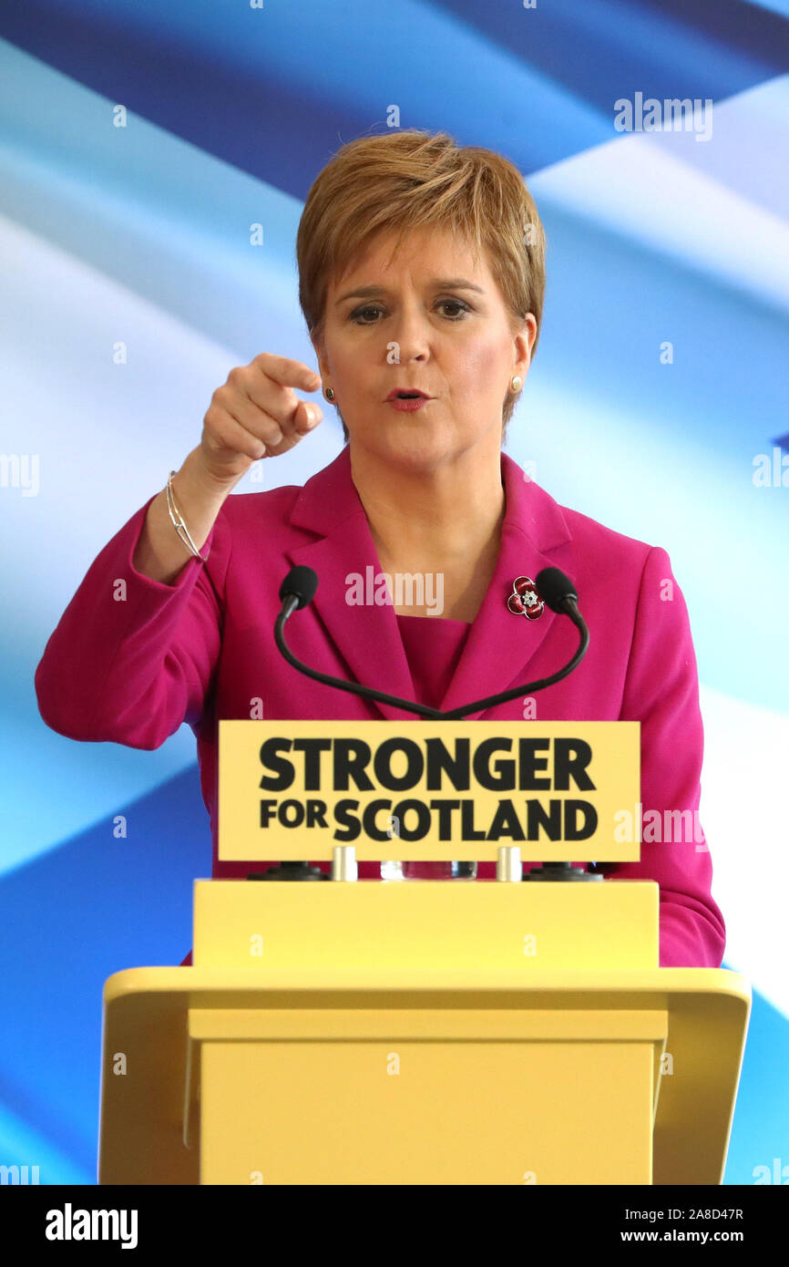 Scottish National Party (SNP) leader Nicola Sturgeon speaks at the ...