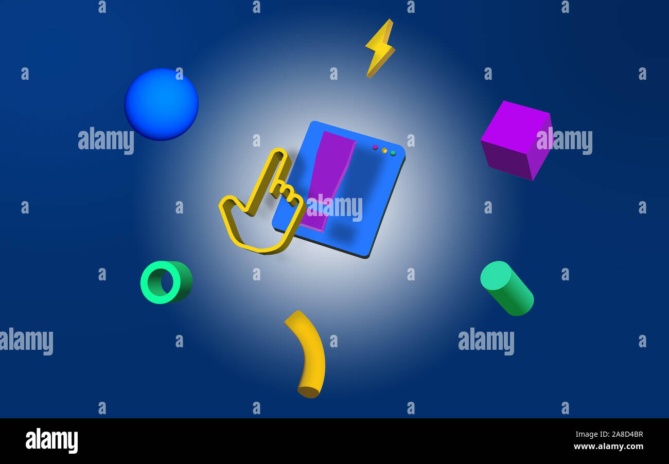 3D Exclamation Point icon in a metallic cloud representing technology ...