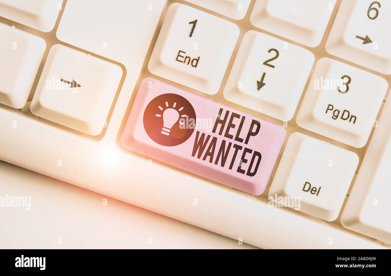 Writing note showing Help Wanted. Business concept for An ad in the ...