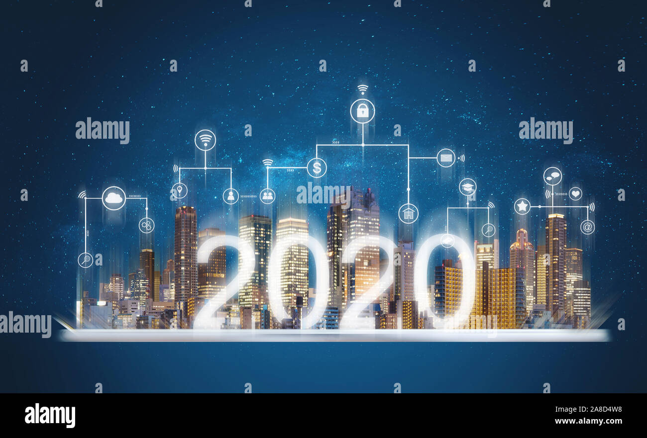 Smart technology on mobile device, 2020 augmented reality, new ...