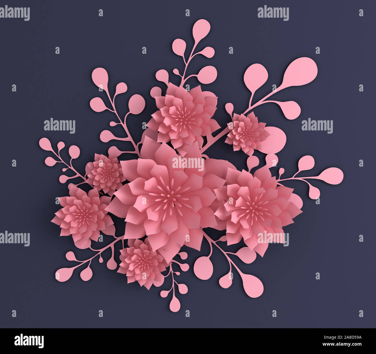 Paper flowers. 3d rendering 3d illustration Stock Photo - Alamy