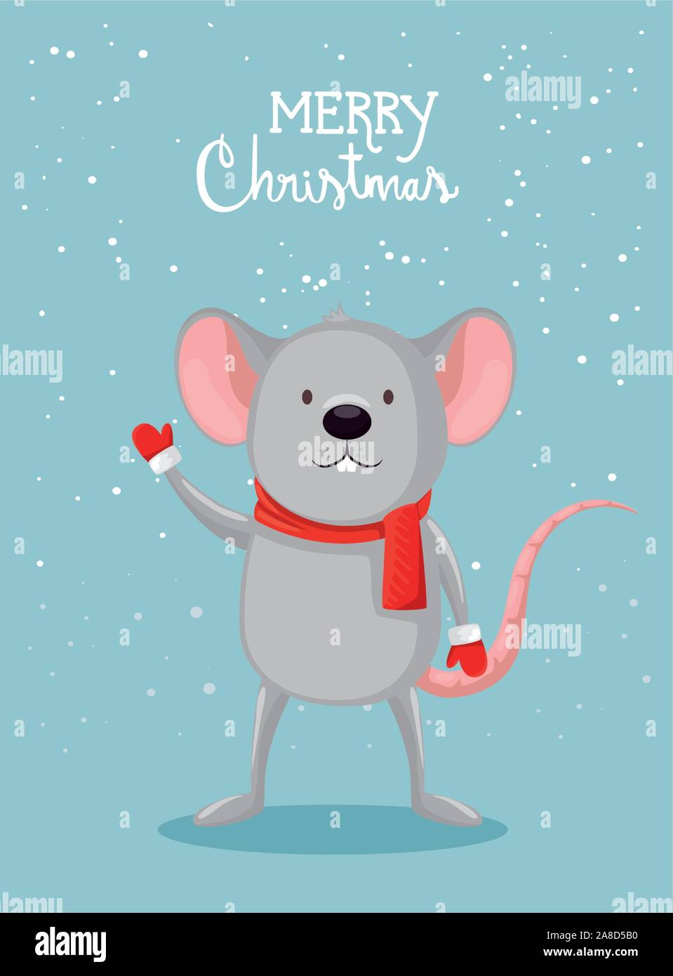 merry christmas poster with cute mouse Stock Vector Image & Art - Alamy
