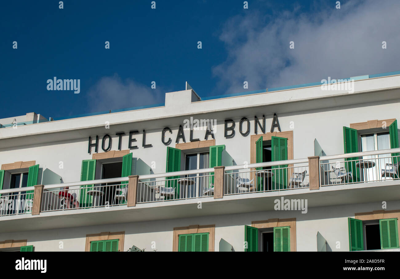 Cala Bona, Majorca ,Spain, October 13, 2019, Cala Bona Hotel viewed on ...