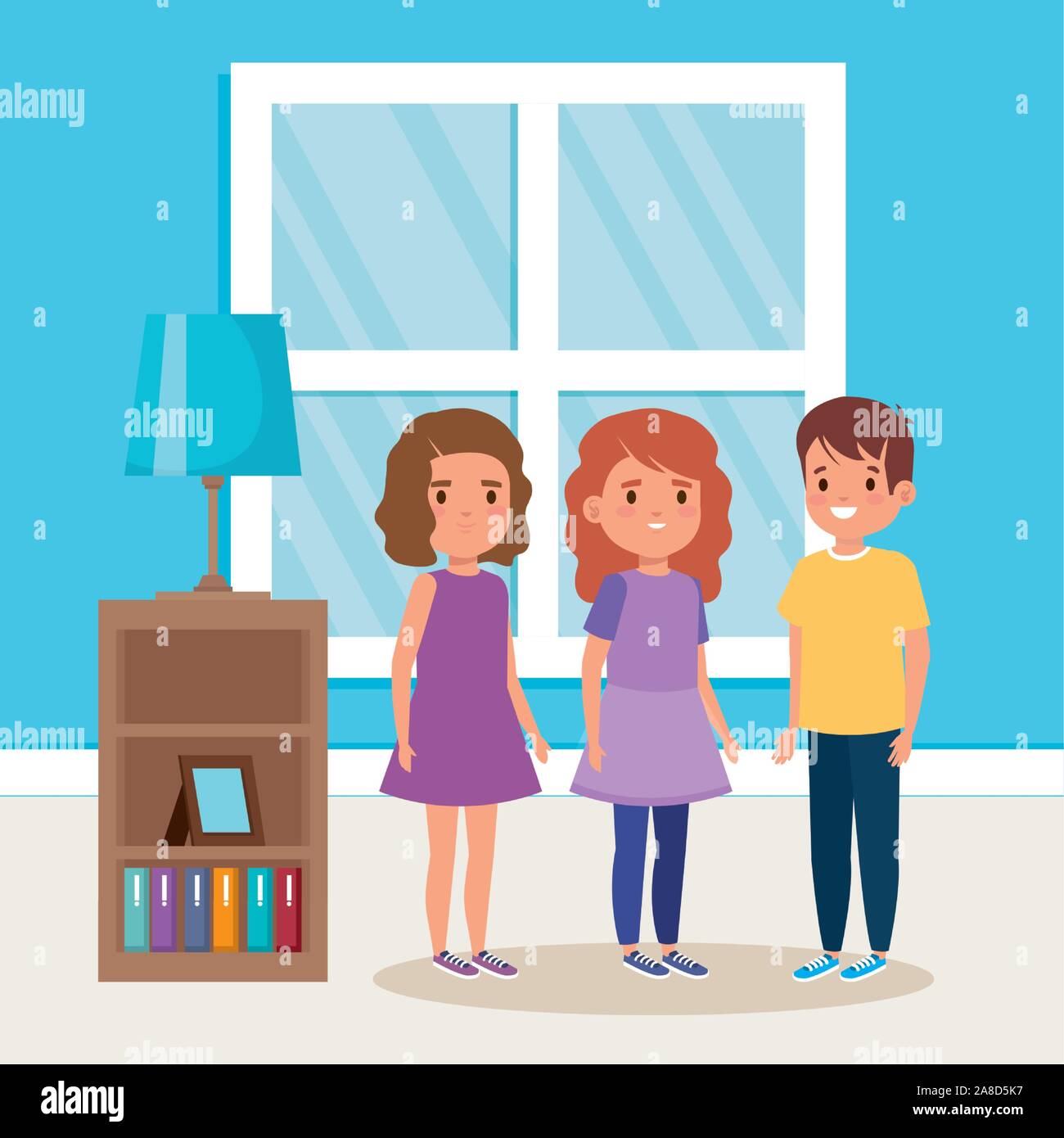 cute little children indoor house scene Stock Vector Image & Art - Alamy