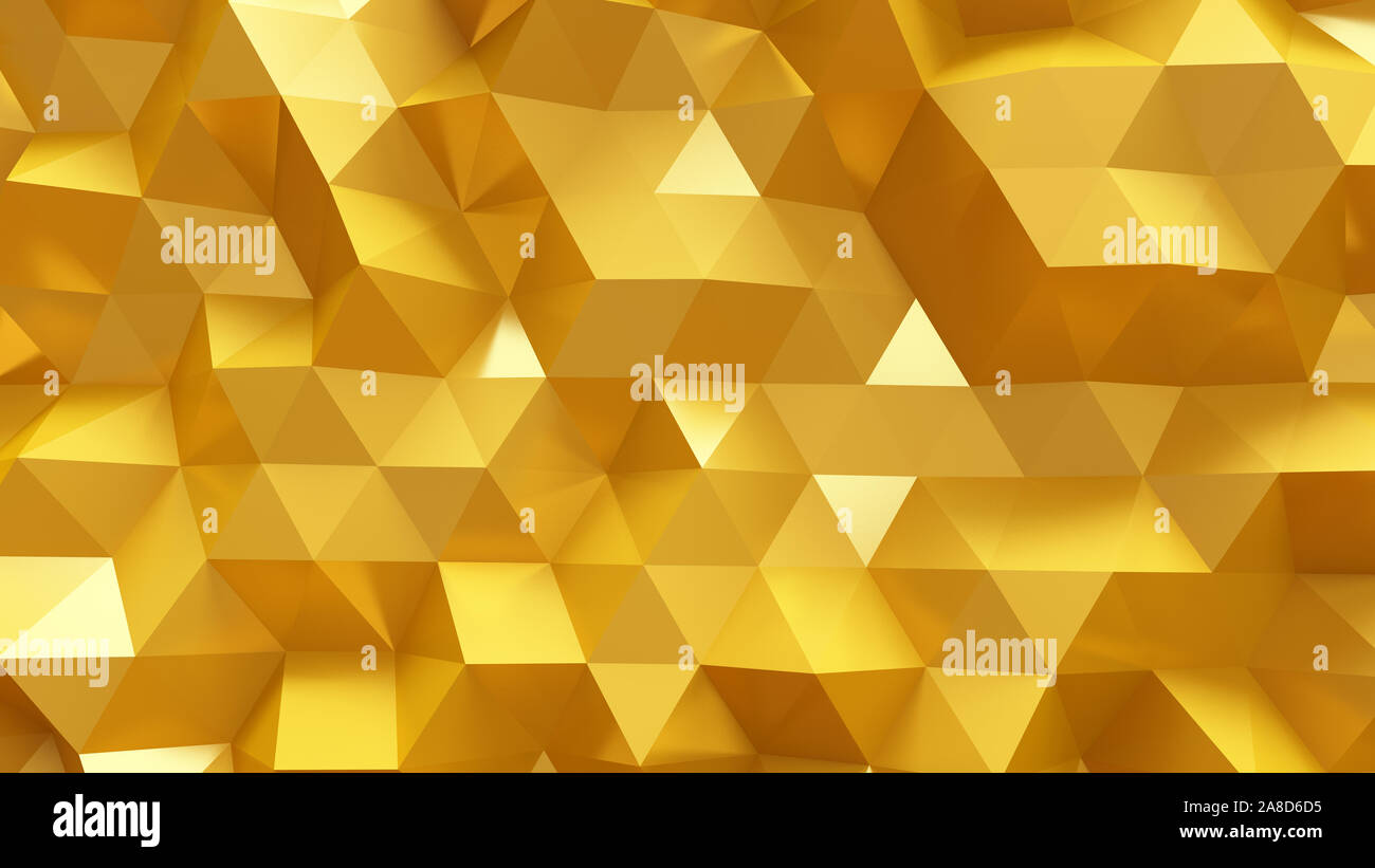 Luxury golden background with triangles and crystals. 3d rendering, 3d ...