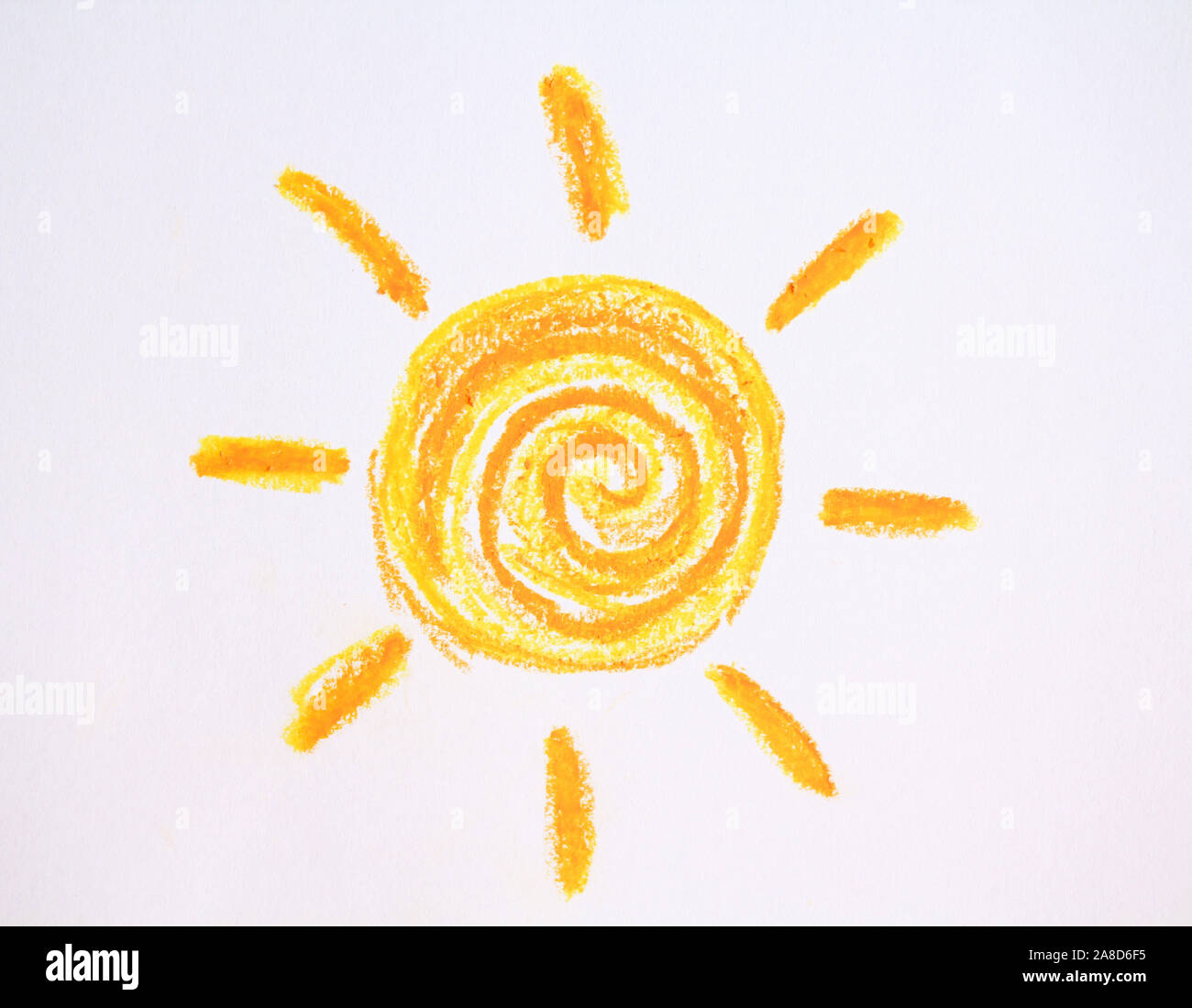 The drawing of sun made by crayons Stock Photo - Alamy