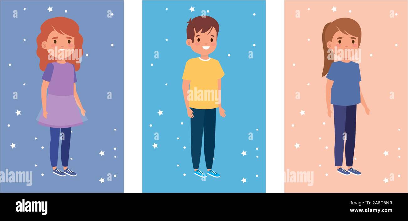 group of little children avatar character Stock Vector Image & Art - Alamy