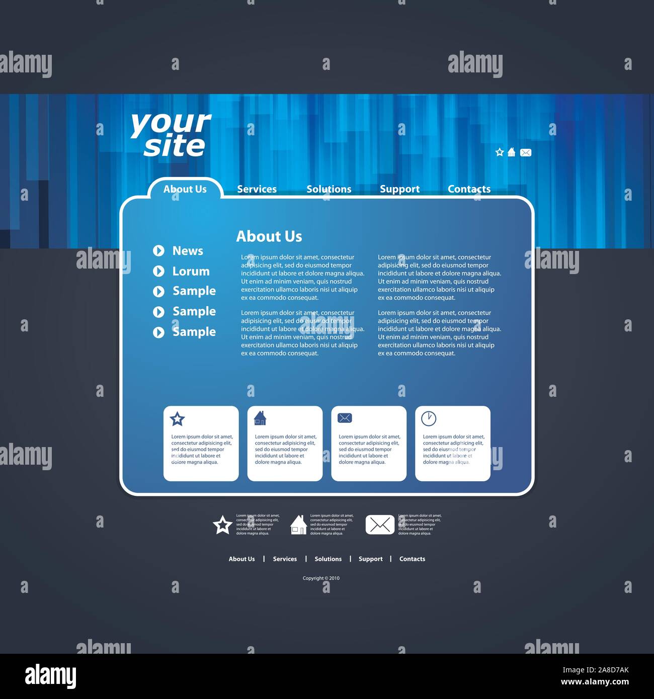 Blue Abstract Website Design Template - Illustration in Freely Scalable ...