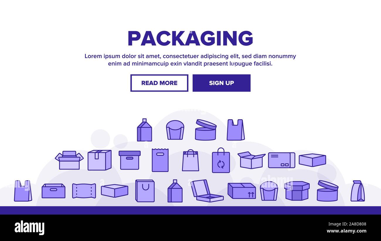 Packaging Types Vector Thin Line Icons Set Stock Vector Image & Art - Alamy