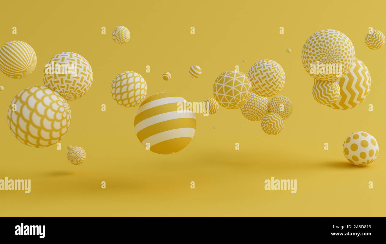 Yellow background with balls. 3d rendering, 3d illustration Stock Photo ...