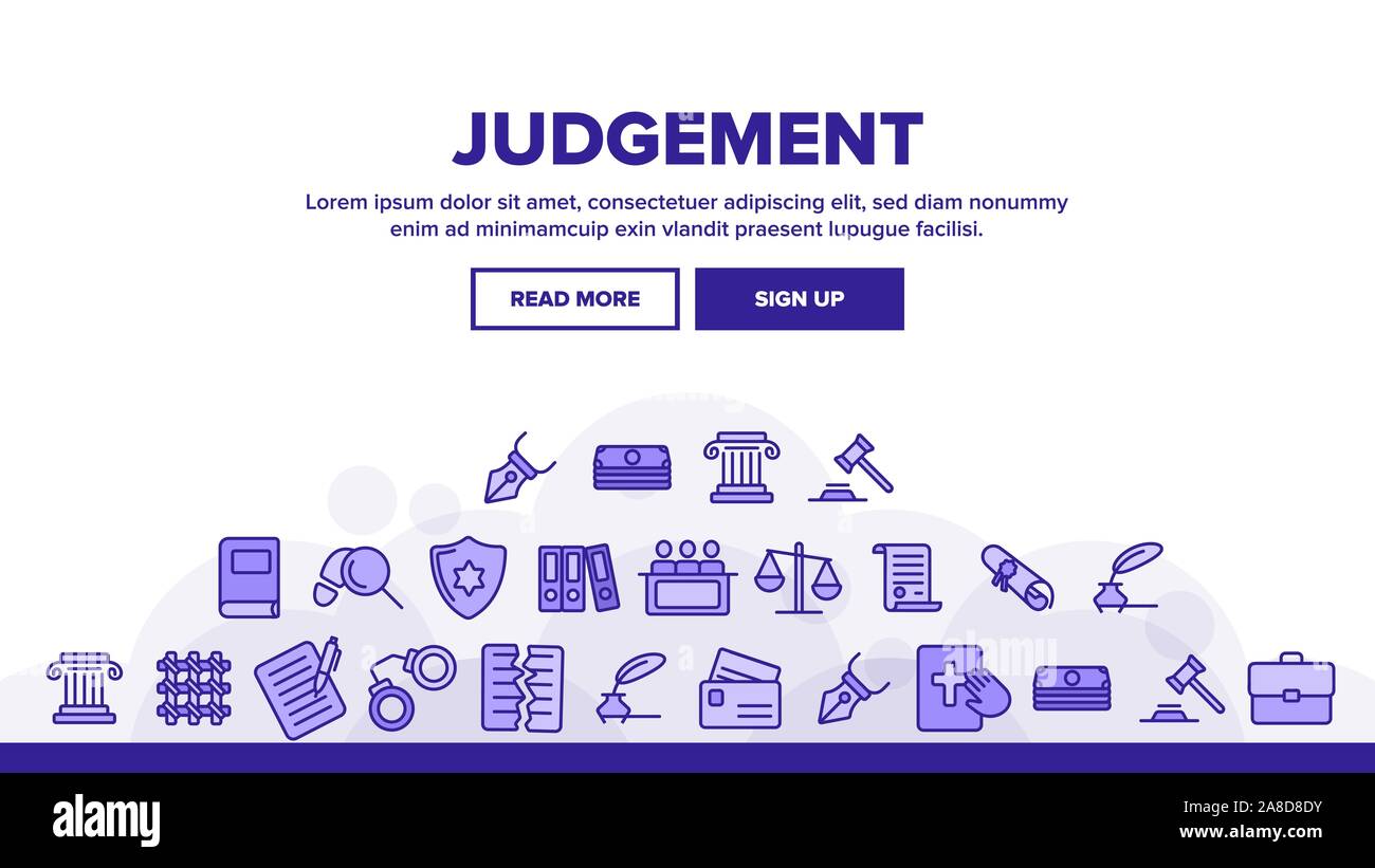 Judgement, Court Process Vector Thin Line Icons Set Stock Vector Image ...