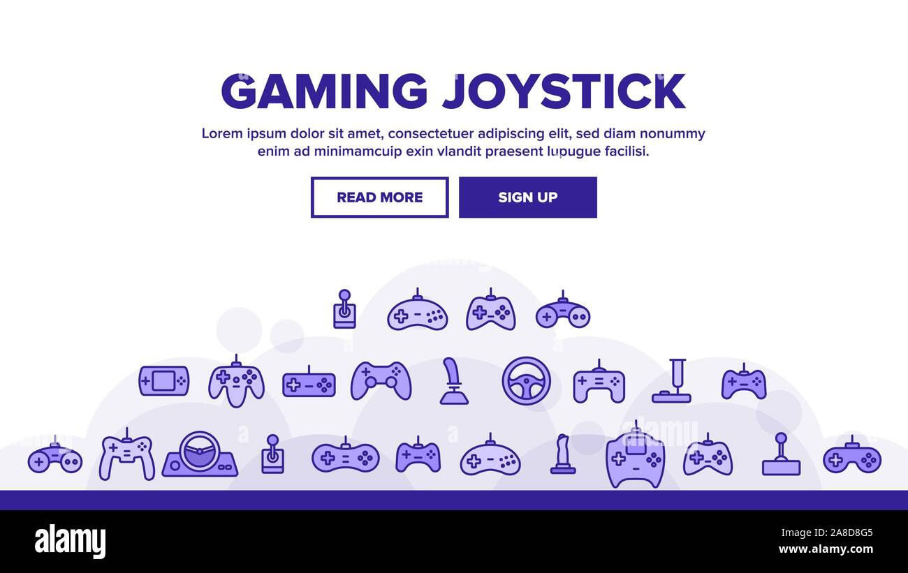 Gaming Joystick Vector Thin Line Icons Set Stock Vector Image & Art - Alamy